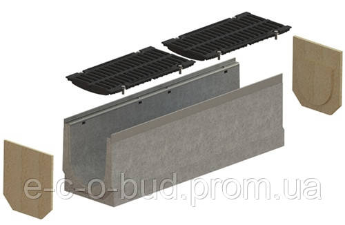 Купить Лоток Vodaland PRO DN200 H360 бетонний з щілинною чавунною решіткою ВЧ класу D (комплект ...