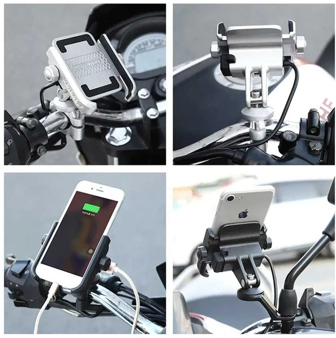Алюминиевый держатель Motowolf для смартфона с USB зарядкой 12-80V на ...