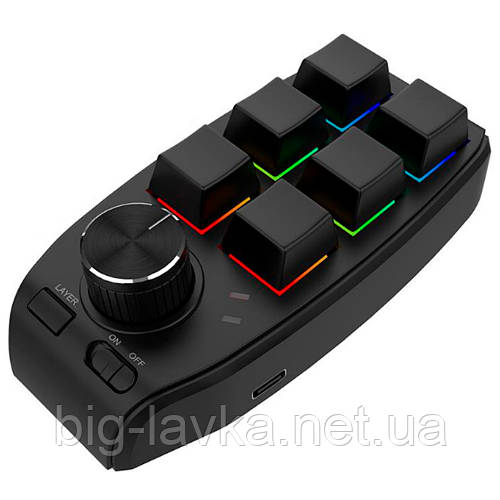 Клавиатура RGB 6 клавиш для макросов 6 клавиш Black BT (7програмируемых ...