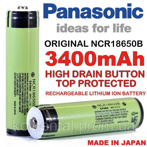 Аккумулятор 18650 3400 mAh Panasonic NCR18650B Li-ion для фанариков с ...