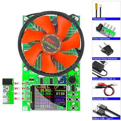 USB нагрузка электронная 150Вт 200В 20А Bluetooth тестер, Atorch DL24 ...
