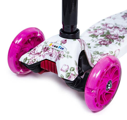 Купити Дитячий самокат 4 колеса світний MAXI Flowers Roses малиновий із ...