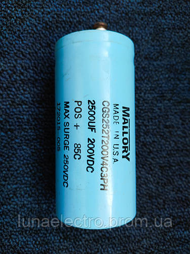 Конденсатор MALLORY 2500uF 200VDC вихід на 2 клеми (ID#1727130901 ...