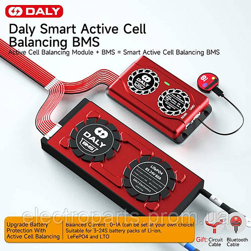 Daly BMS Smart 100A 1A Active Balance 7S, 12, 14S, 16S Li-ion, LiFePo4 ...