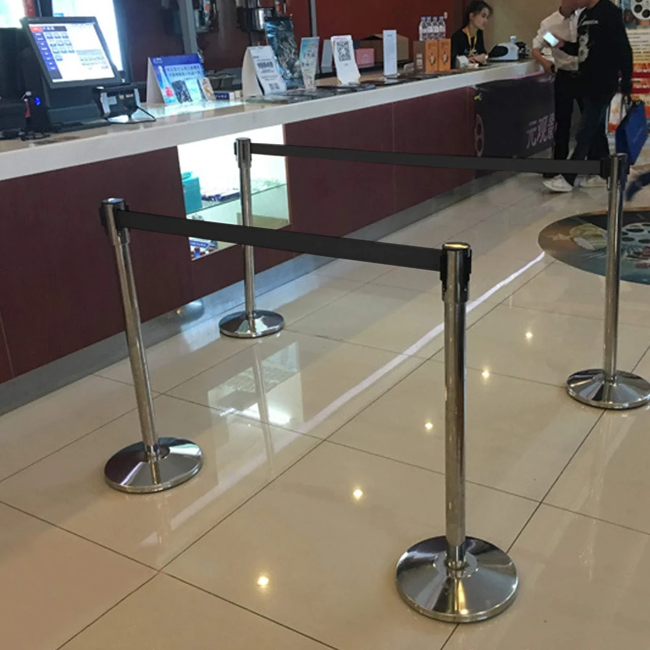 4x Настенные стойки для демаркации барьерной ленты из нержавеющей стали ...