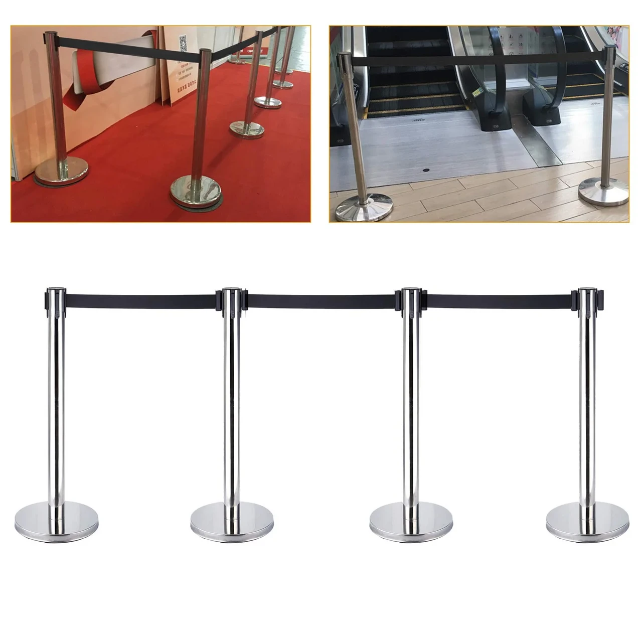 4x Настенные стойки для демаркации барьерной ленты из нержавеющей стали ...