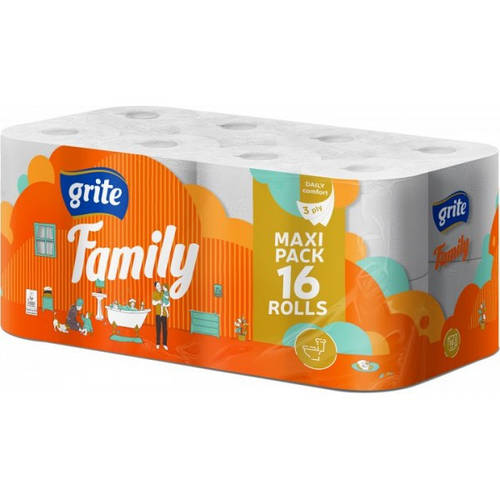 Купити Туалетний папір Grite Family 150 відривів 3 шари, 16 рулонів ...