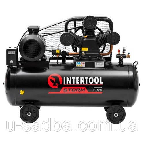 Компрессор 200 л, 7,5 кВт, 380 В, 10 атм, 1050 л/мин., 3 цилиндра INTERTOOL PT-0040, цена: 34999 ...