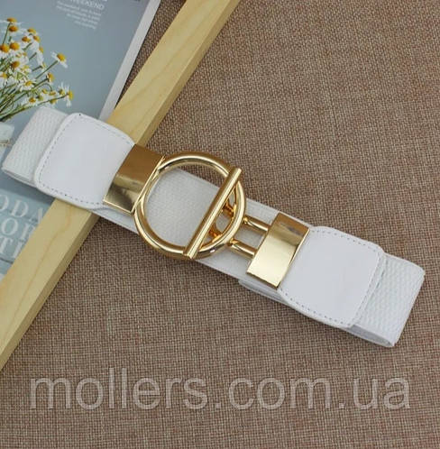 Ремень пояс с пряжкой женский эластичный резинка Белый (ID#1848806835 ...