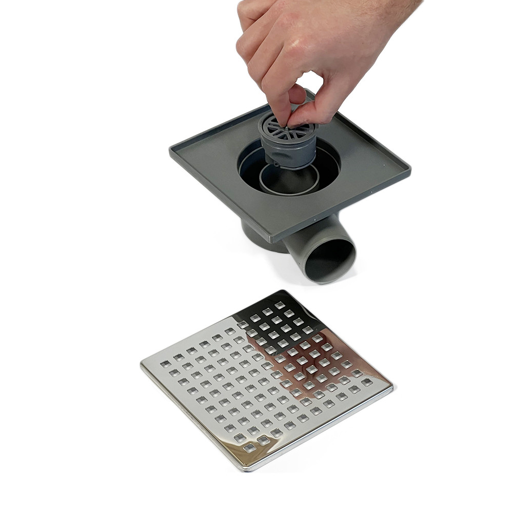 Слив для душа - трап для душевой кабины DRAIN KLEPPER 15x15 см с сухим ...