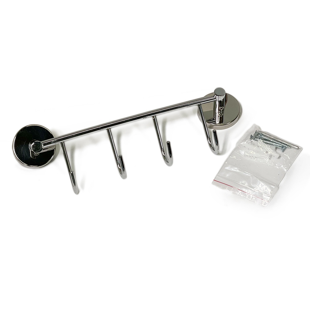 Настінна вішалка для рушників та халатів у ванну сталева на 4 гачки Maxiflow Sanpreis продаж