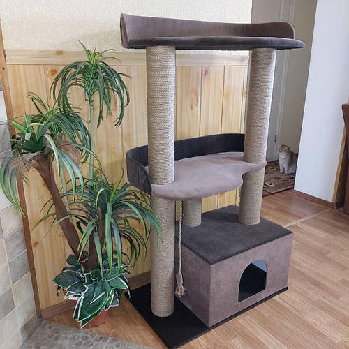 Купить Кошачий комплекс когтеточка с большим домиком, большие лежанки ...