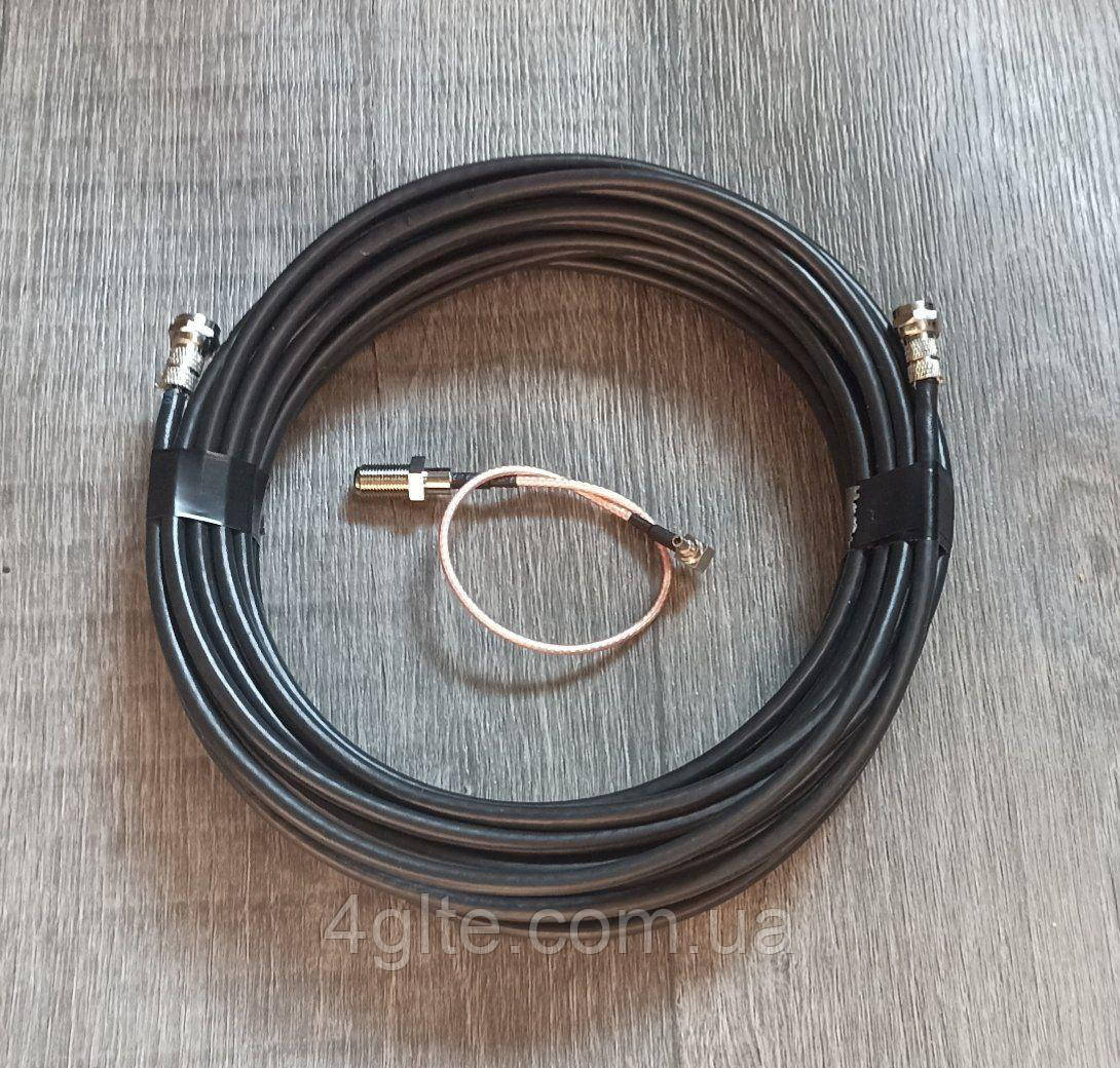 Коаксіальний кабель RG58 50 Ом 5 метрів + F-роз'єми + антенний ...