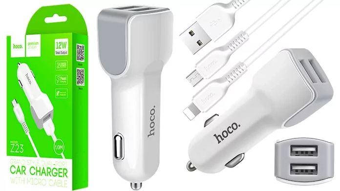Купить Зарядное устройство 12V HOCO Z23+кабель Iph-USB | Зарядка в ...