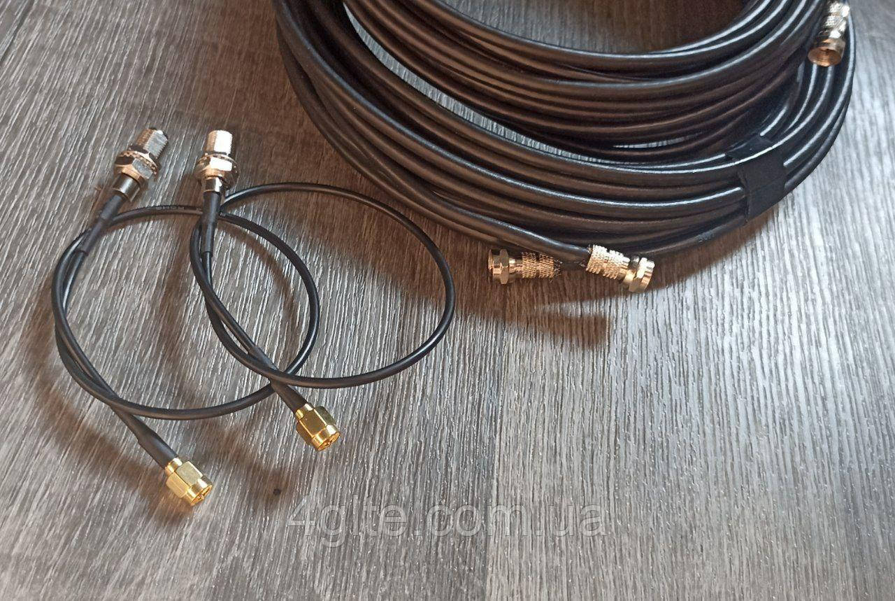 Коаксіальний кабель RG58 50 Ом 2 по 10 метрів + F-роз'єми + антенні ...