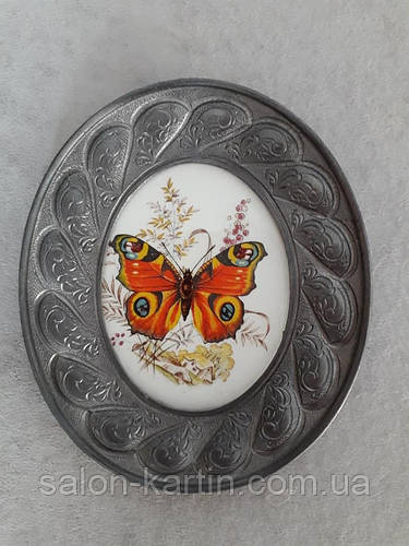 Купить Антикварная настенная тарелка Бабочка олово порцеляна Швейцария цена 1100 ₴ — Prom