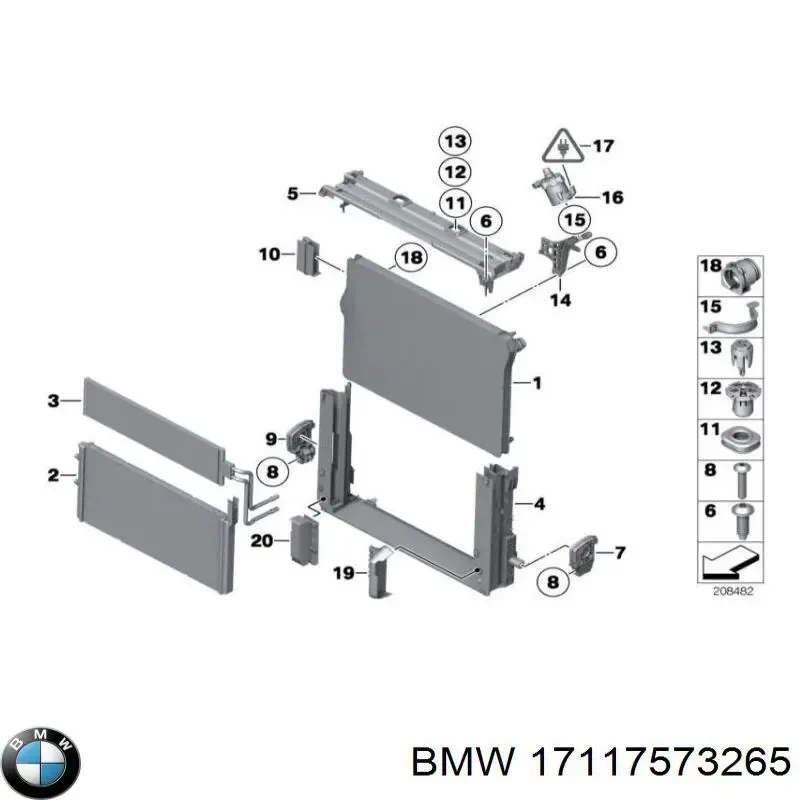 Купити Кріплення радіатора 5 (F10 5 series/F11 5 ser) BMW 17117573265 ...