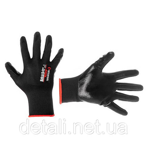 Рукавичка синтетична трикотажна з гладким нітриловим покриттям 9 STORM INTERTOOL SP-0187 (ID ...