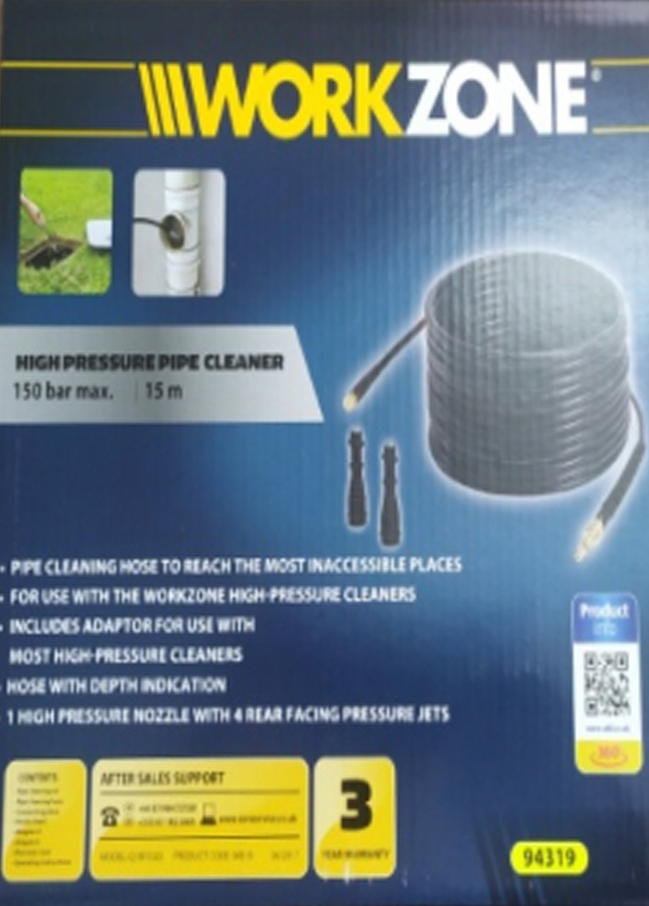 Шланг Work Zone 15м для Чистки Труб в Мойке (Шланг для Прочистки Труб ...