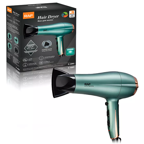 Купить Фен для сушки волос RAF R.409G | Электрический фен для волос | Фен с концентратором, цена ...