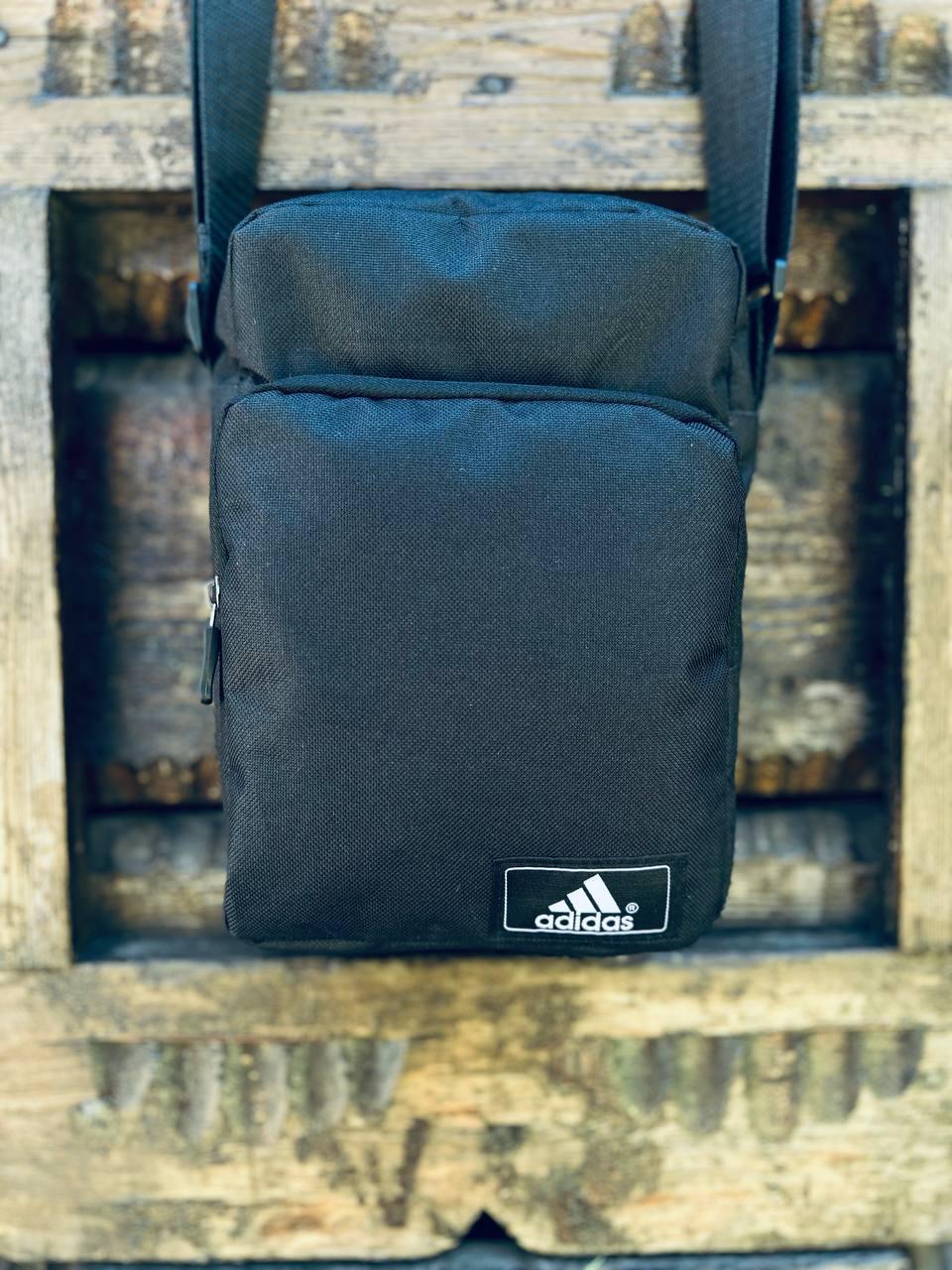Барсетка Мужская, Сумка Через Плечо Черная с Пришивным Логотопом Adidas ...