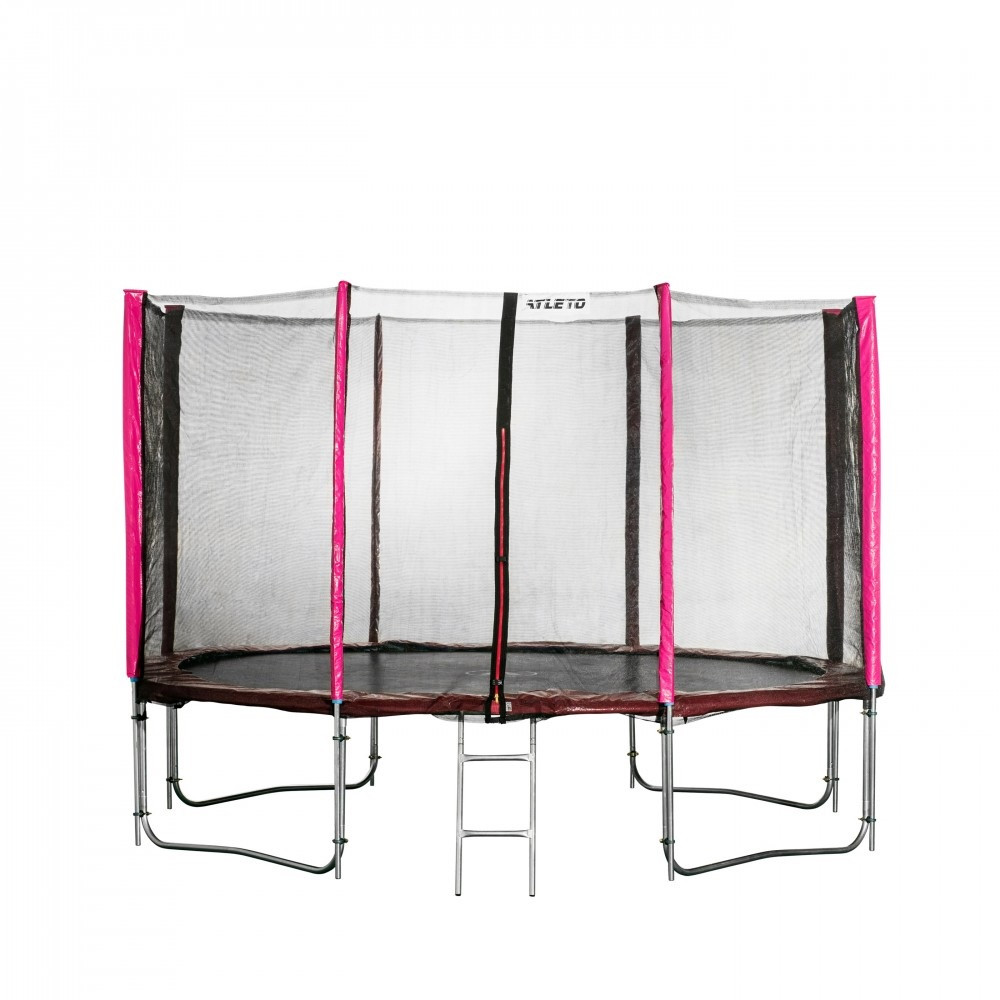 Батут для детей Atleto 374 см с двойными ногами и защитной внешней сеткой цвет красный (ID ...