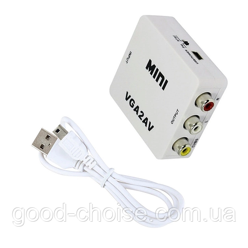 Конвертер VGA2AV MINI, USB / Перехідник-адаптер відео та аудіо сигналу ...