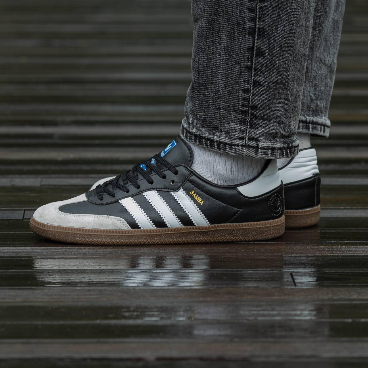Мужские Кроссовки Adidas Samba Black White / Адидас Самба Черные с ...