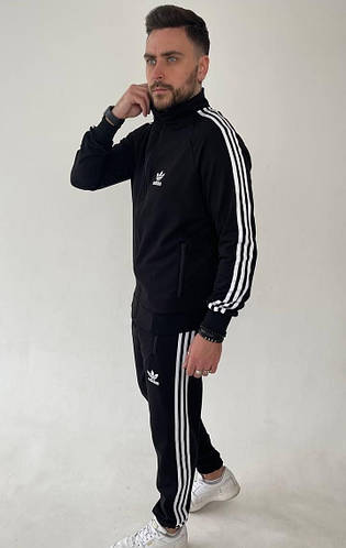 Спортивный костюм мужской Adidas Адидас черный лампас Турция весна ...