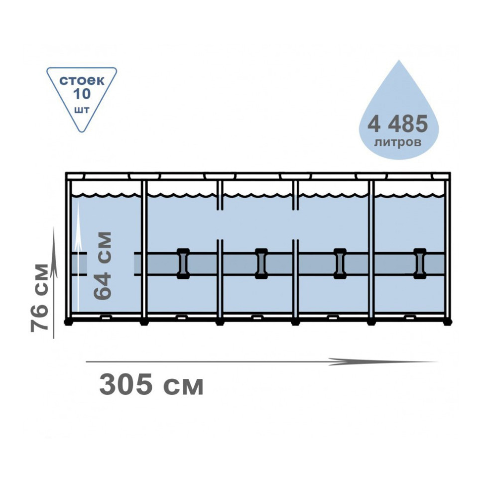 Бассейн Каркасний Intex 28206 305*76см, 4485 Л. Ador Басейн Каркасний ...