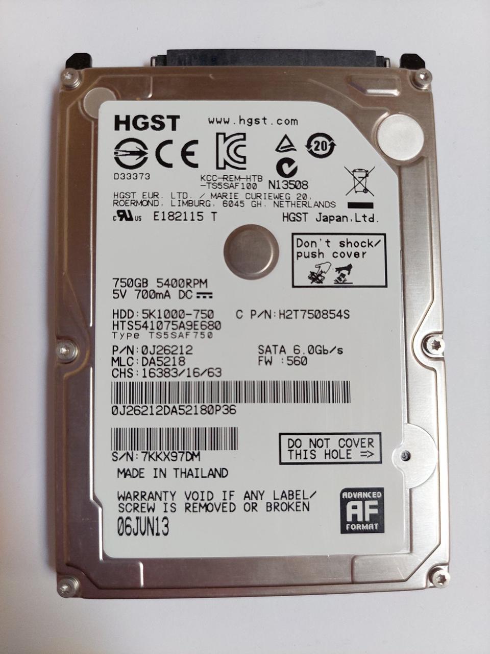 Б/В Жорсткий диск HDD HGST Travelstar 5K1000 750Gb 5.4K 8МБ SATA 2.5 ...