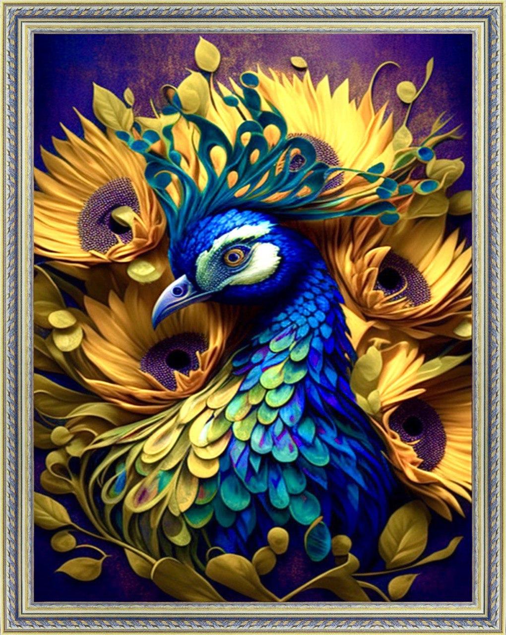 50x40 см Шляхетний павич алмазний живопис на підрамнику повна