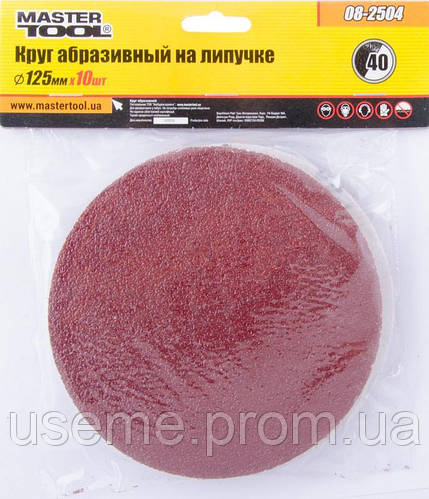 Коло шліфувальне на липучці MASTERTOOL 125 мм зерно 40 10 шт 08-2504 Use, ціна: 46 ₴, купити на ...