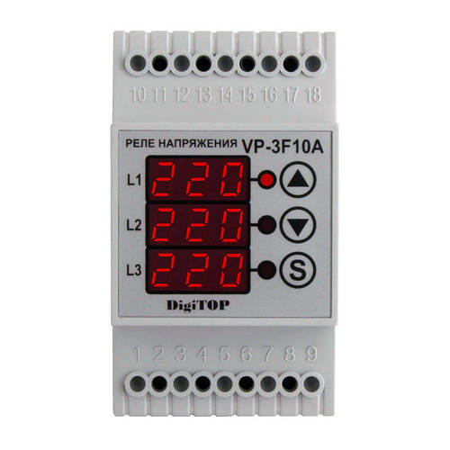Купить Реле напряжения DigiTOP на DIN-рейку VP-3F10A 3Ф, цена 1285 ...