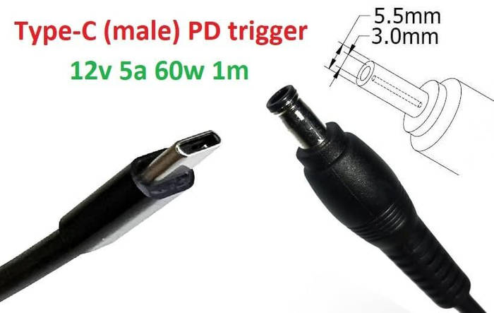 Купить Переходник на 12v (max 5a, 60w) 5.5x3.0 or 5.0x3.0mm (+pin) 1m с ...