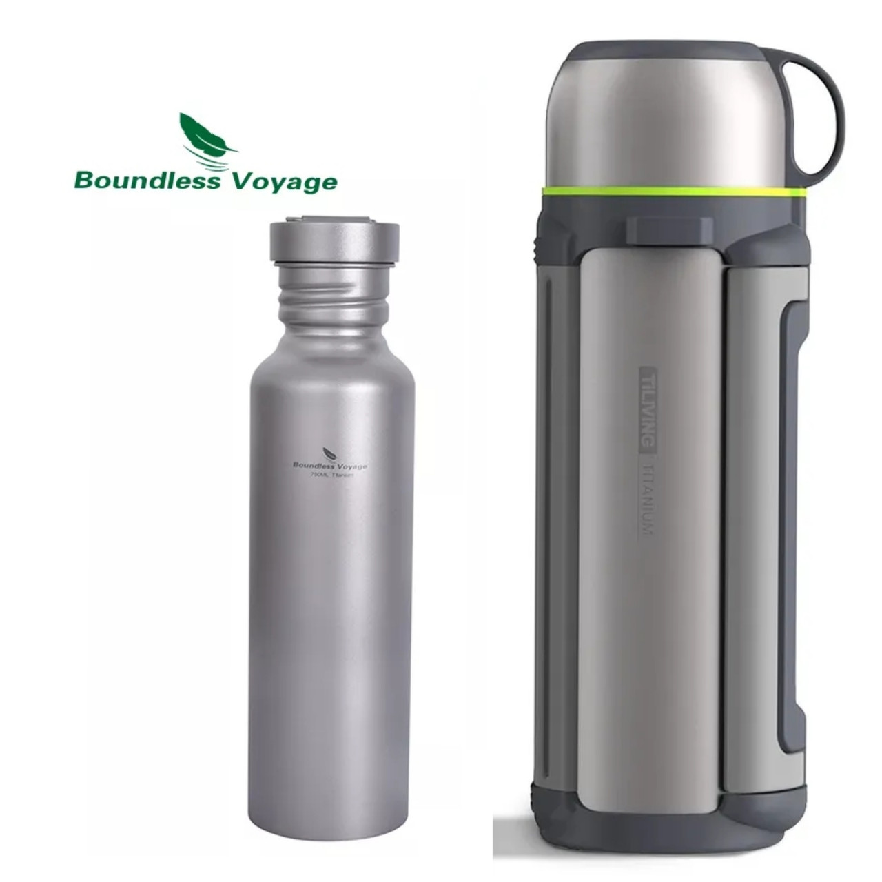 Купить Термос титановий 1800мл + фляга 750мл Boundless Voyage з титану ...