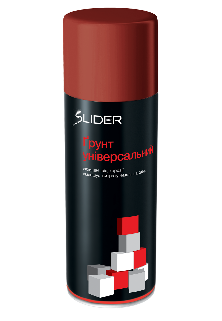 Грунт аэрозольный универсальный красный SLIDER, грунтовка в баллончике ...