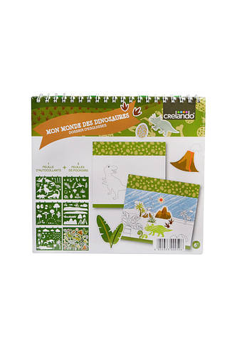 Купить Книжка раскраска с наклейками и трафаретами Динозавры Crelando ...