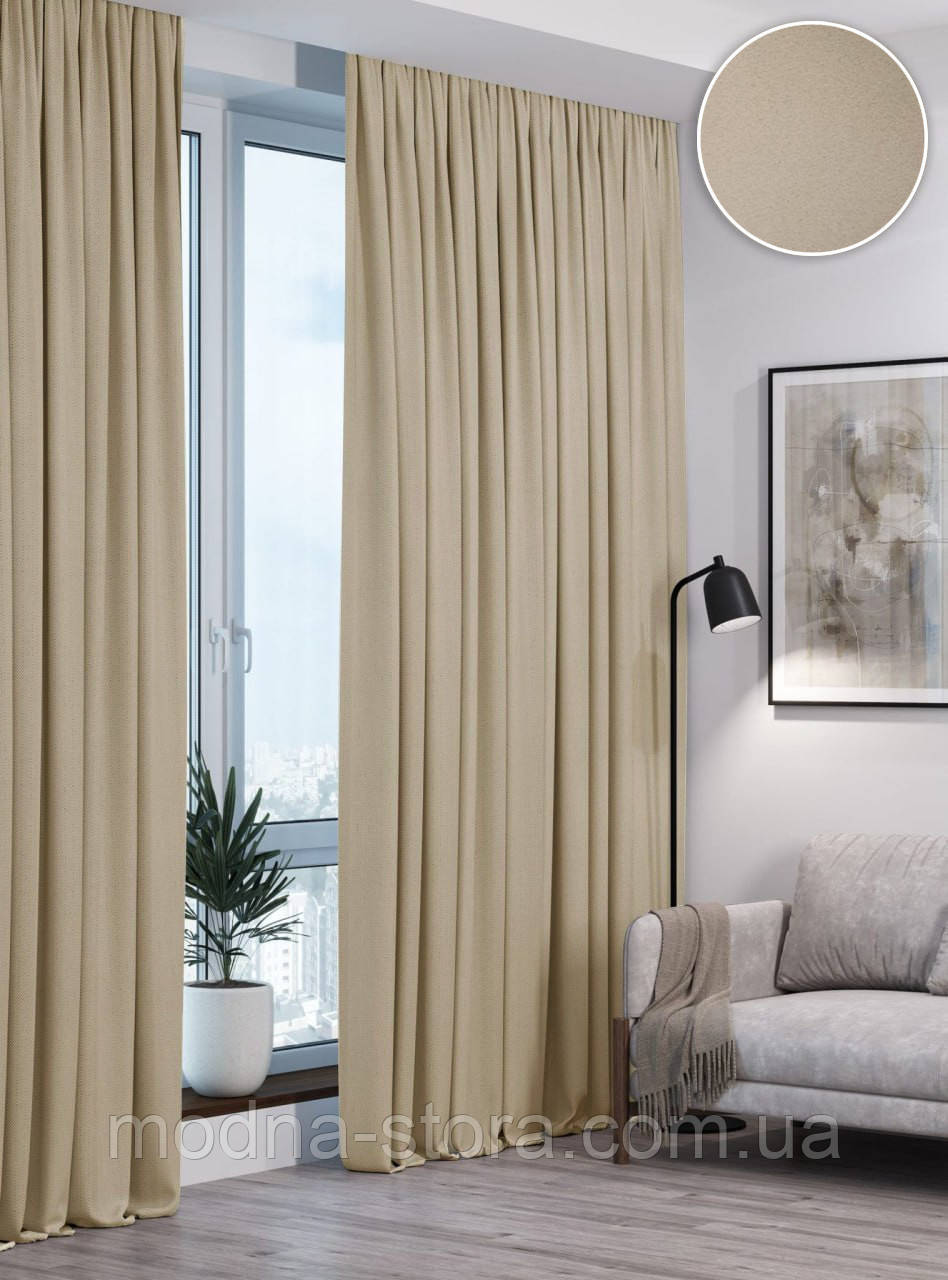 Тканина для штор блекаут Люкс 100 світлонепроникність Шторна тканина колір бежевий Id