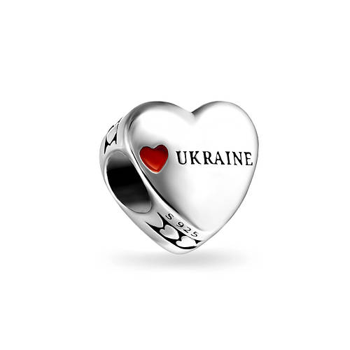 Купити Срібний шарм «Любов до України», ціна 590 ₴ - Prom.ua (ID ...
