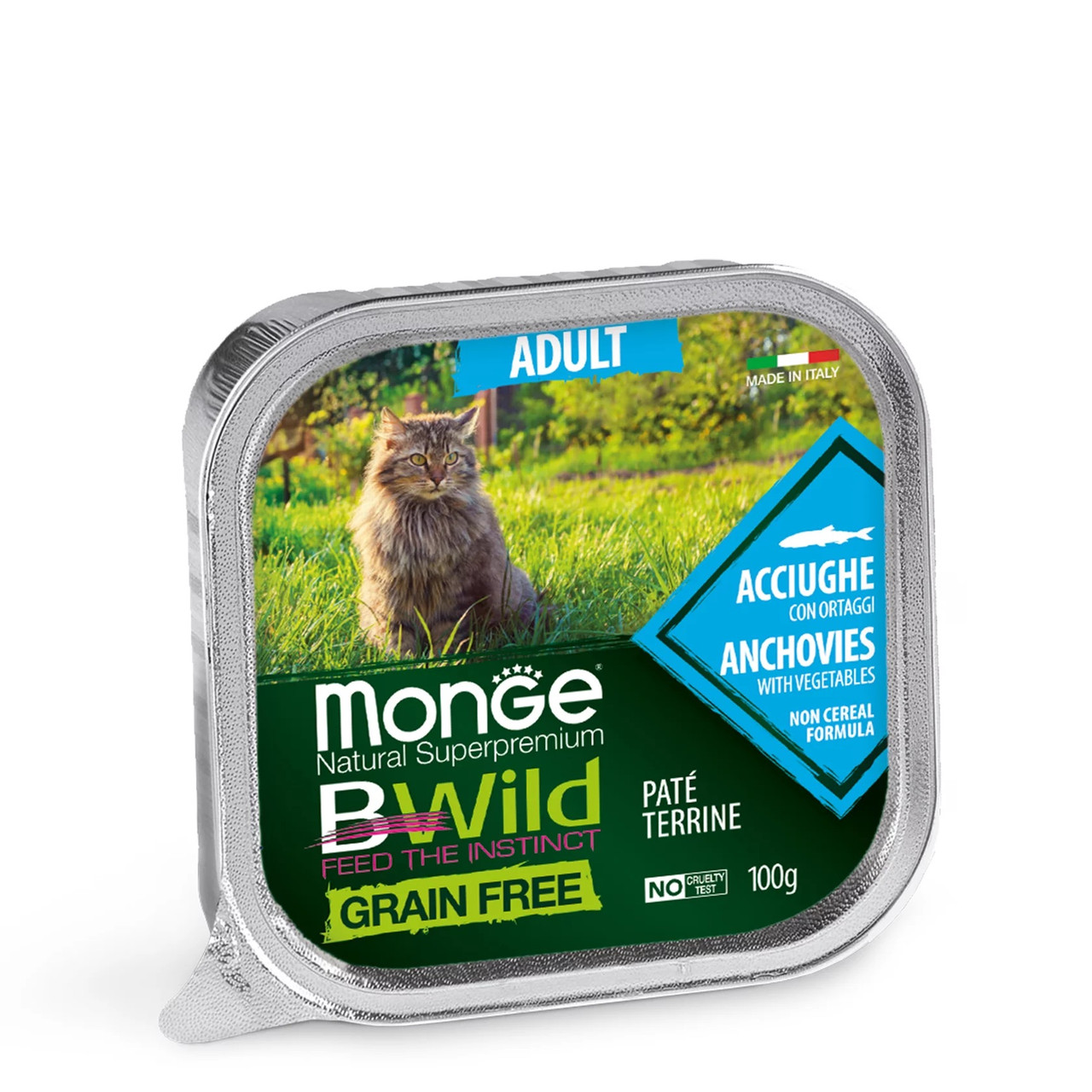 Корм MONGE CAT BWILD GR.FREE WET Adult Монже для взрослых кошек, анчоус ...