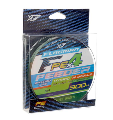Шнур Flagman S-River PE Braid Hybrid F4 Feeder 300м Moss Green 0.16мм 9 ...