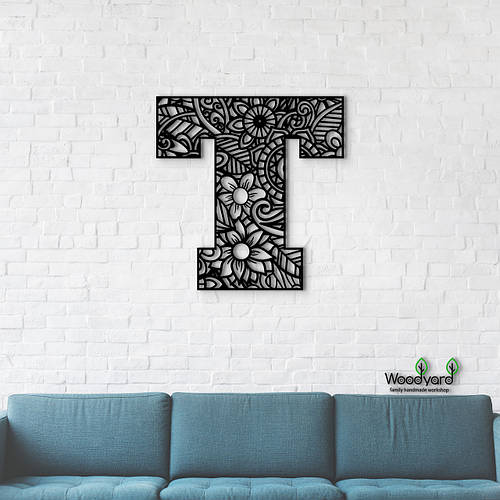 Панно Буква T 15x15 см - Картини та лофт декор з дерева на стіну. (ID ...