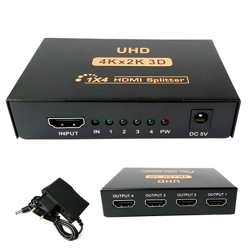 Сплиттер HDMI 1*4 Splitter 4K2K / Активный разветвитель на 4 порта 1 выход / Коммутатор (ID ...