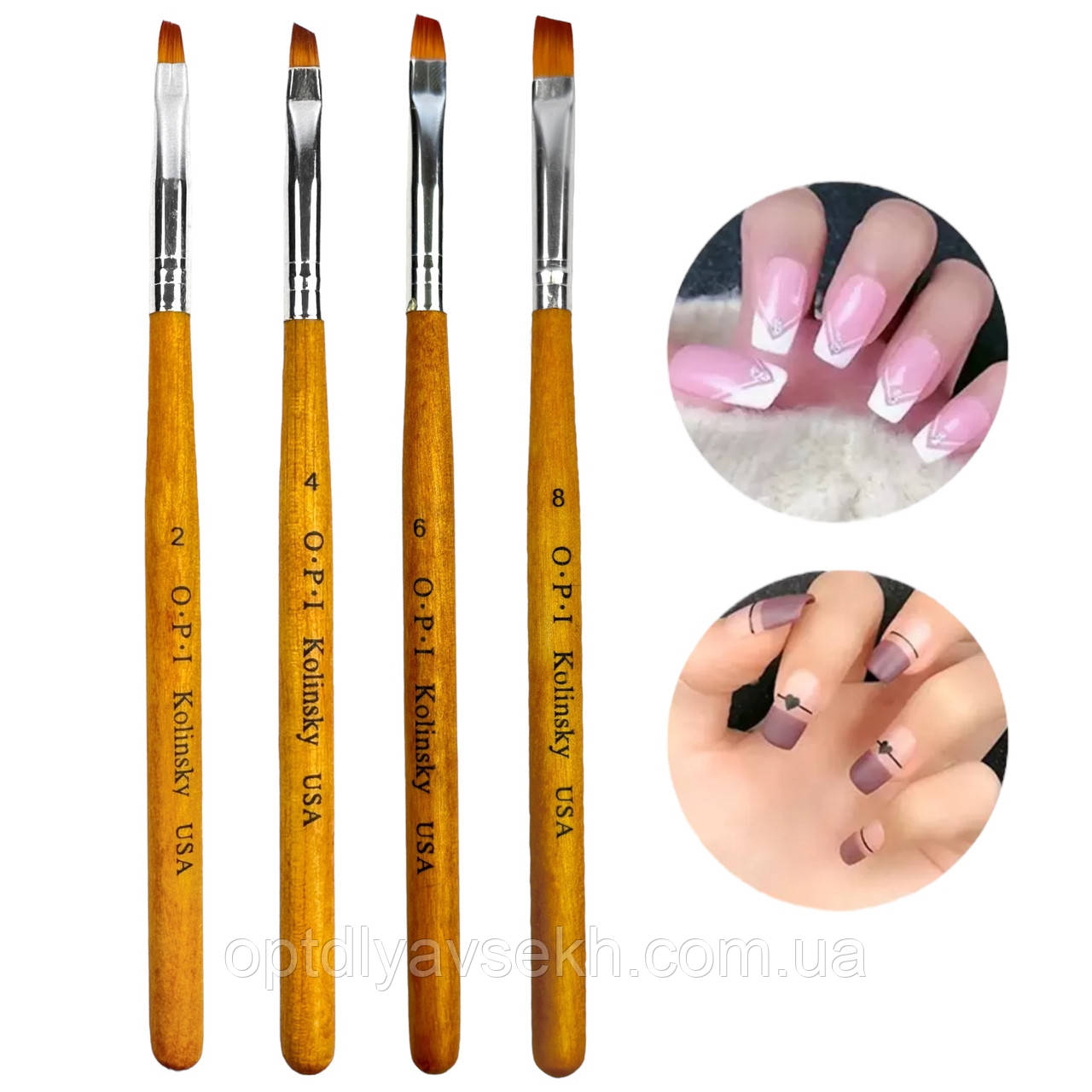 Кисть OPI скошенная для наращивания ногтей гелем, полигелем и акрилом ...