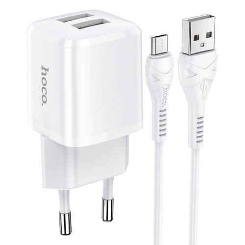 Адаптер сетевой Hoco Micro USB Cable Briar dual Port charger set N8 ...
