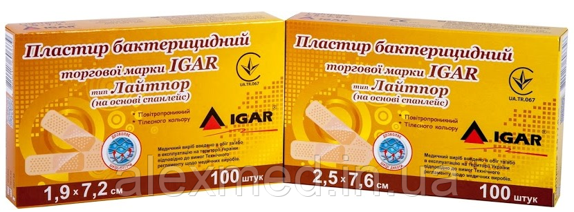 Пластир бактерицидний IGAR тип Лайтпор (на основі спанлейс): продаж ...