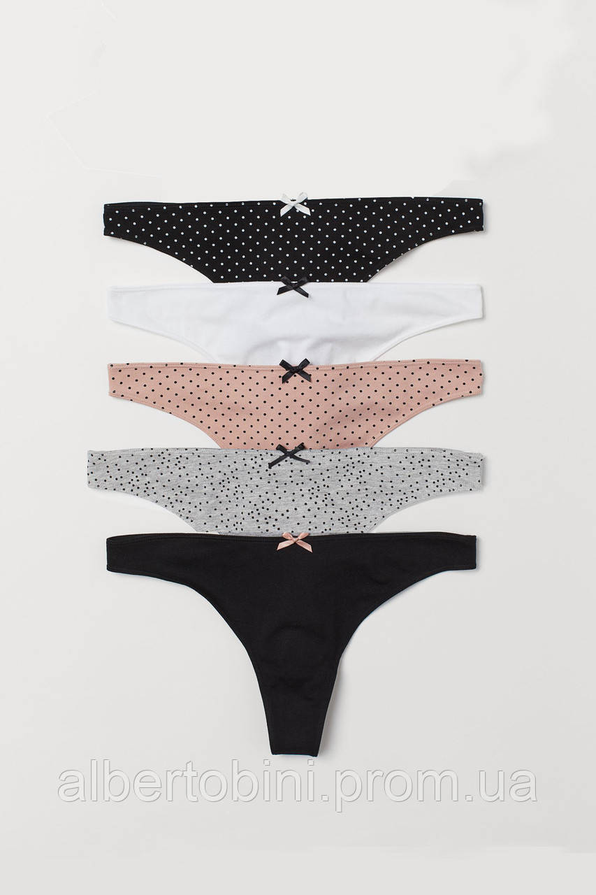 Купить 5 пар трусиков Thong H&M M Черный/Серый/Белый/Розовый (0748355002Q), цена 139 ₴ — Prom.ua ...