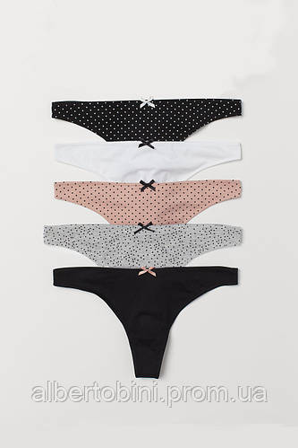 Купить 5 пар трусиков Thong H&M M Черный/Серый/Белый/Розовый (0748355002Q), цена 139 ₴ — Prom.ua ...