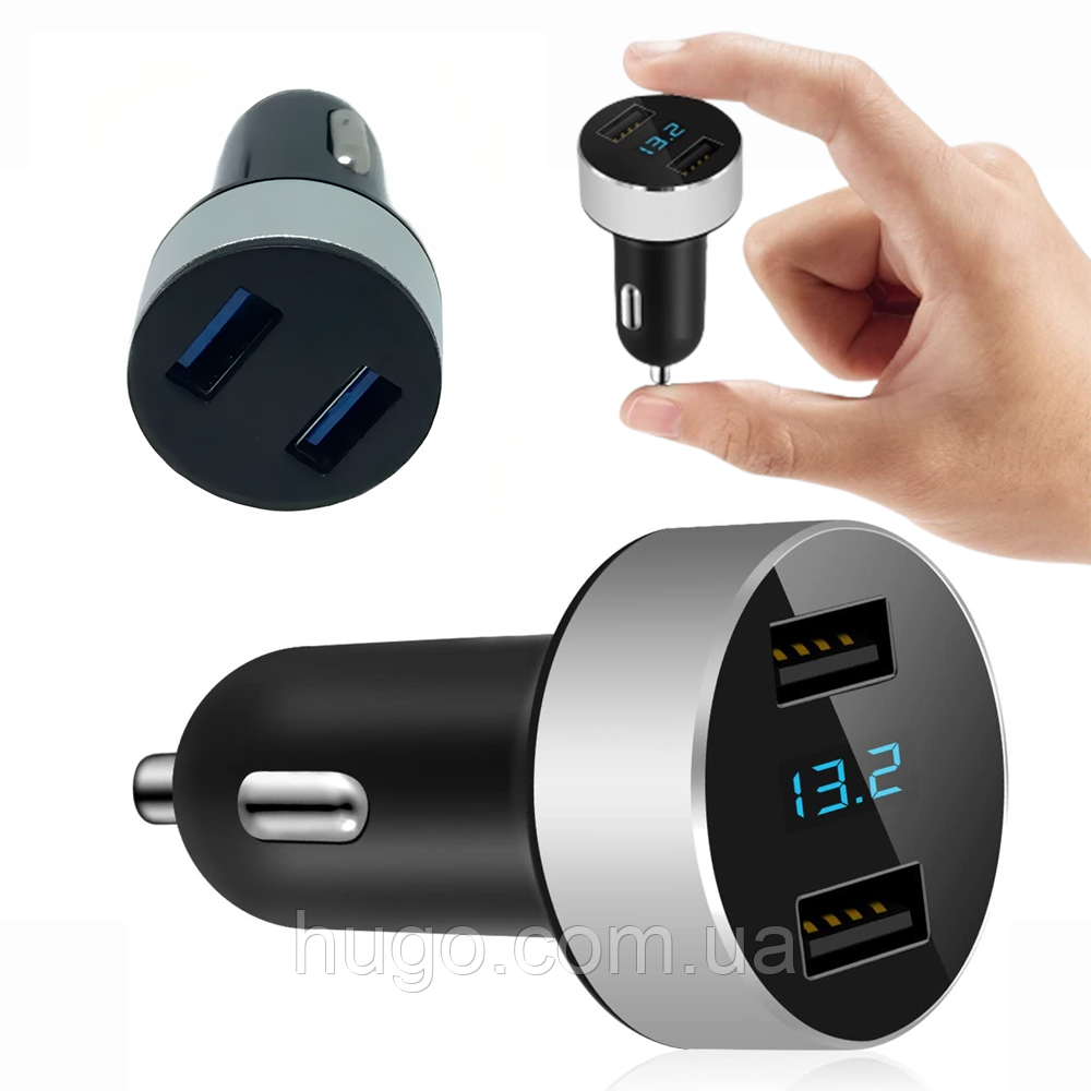 Адаптер CAR USB HC6 з індикатором напруги / Зарядний пристрій в ...